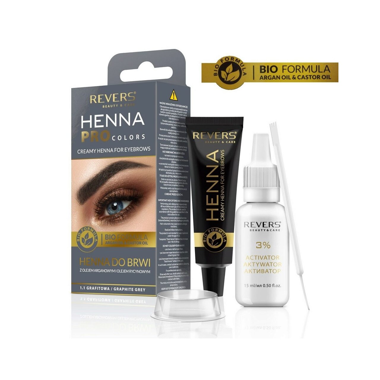 Vopsea de sprancene Henna Pro Colors, Revers, Graphite, 1.1, 15ml ...