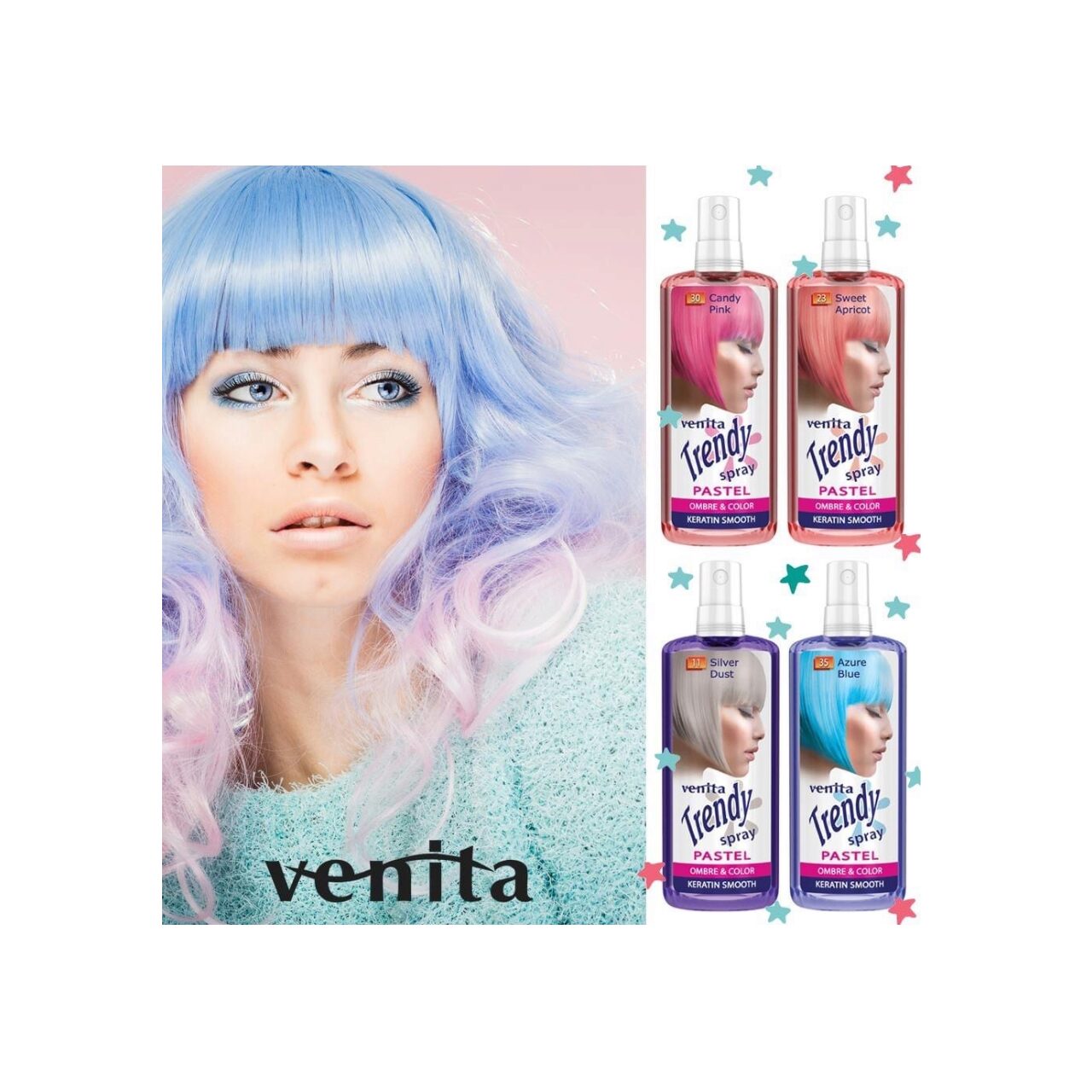 Spray colorant Venita, Trendy Pastel, Nr.35, Azure blue - Mycosmetics