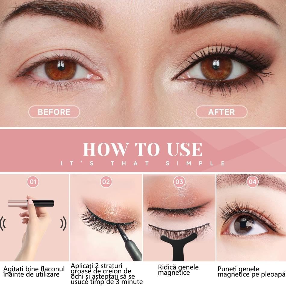 Set 3 perechi de Gene False Magnetice 3D, Black B, profesionale, cu 5 ...