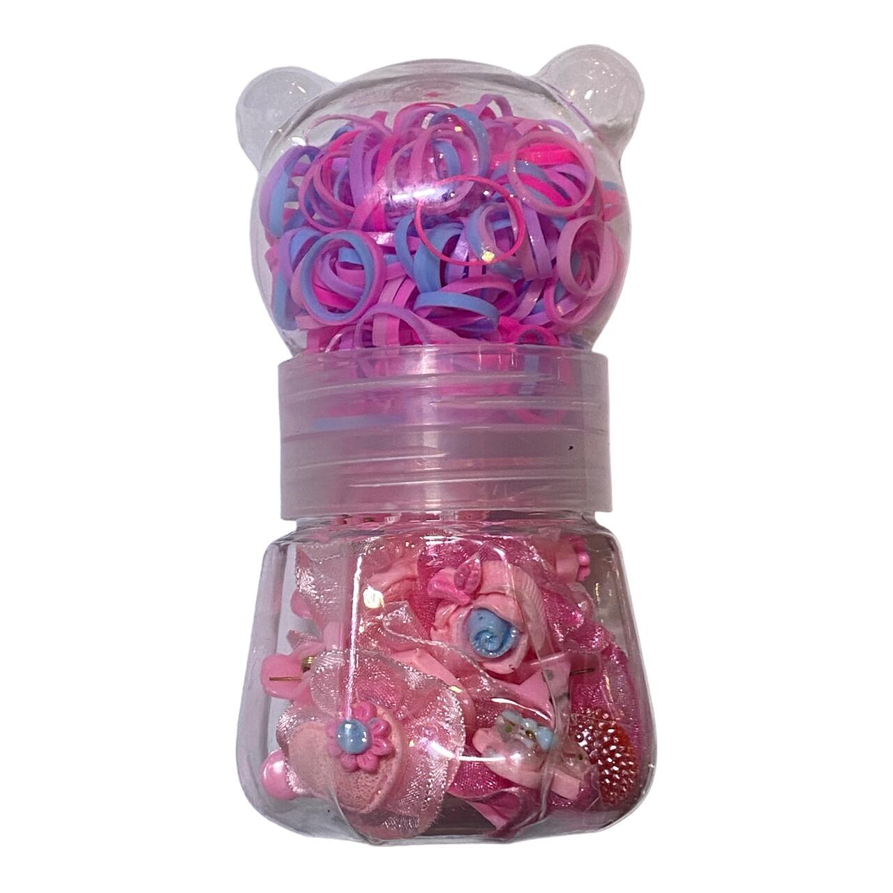 Set accesorii par copii, cu elastic par silicon colorat si clamute ...