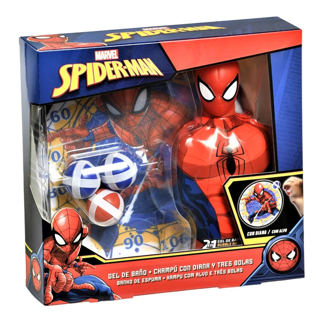 Set Cadou Spiderman, gel de dus si jucarie tinta si 3 bile, Baieti, 350 ...
