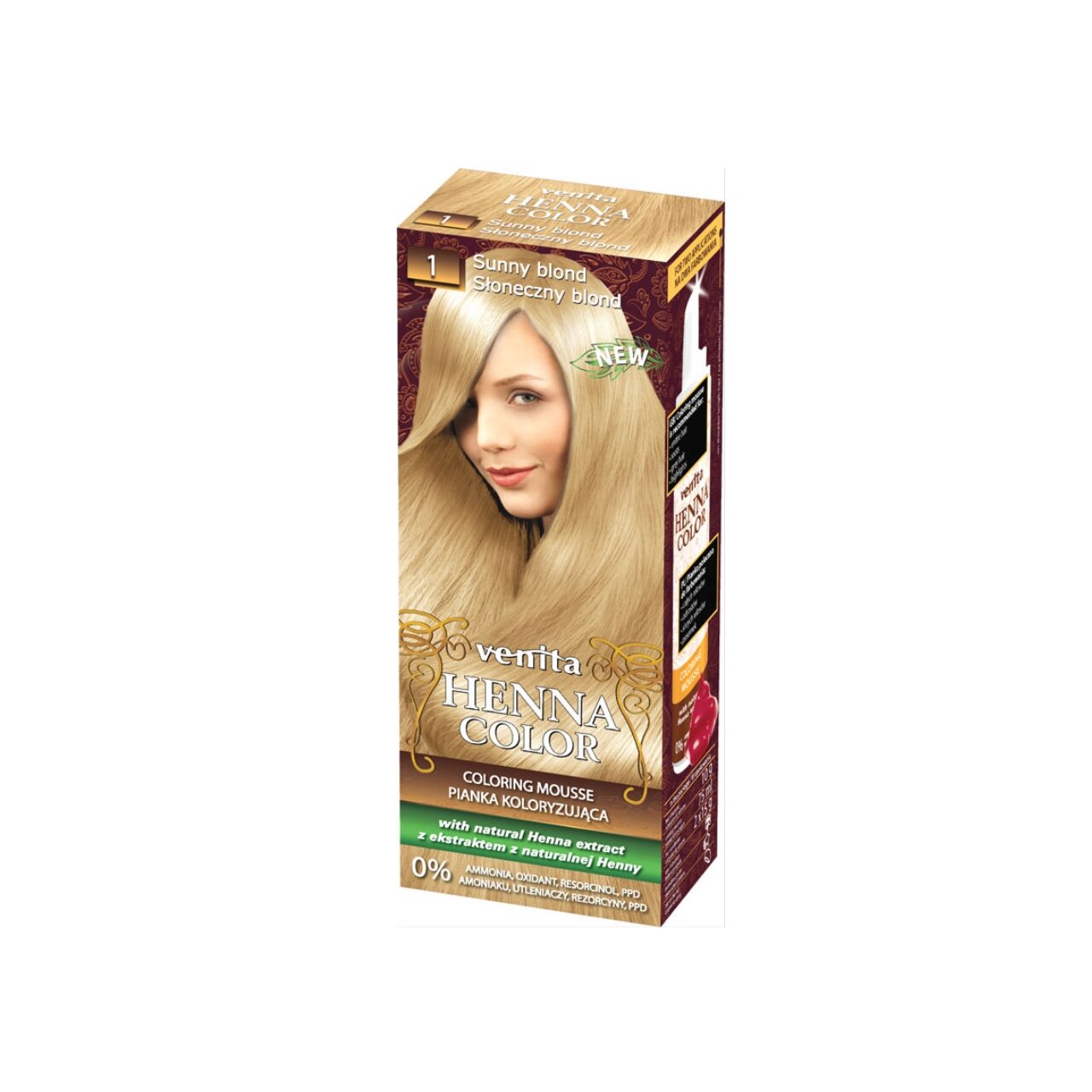 Spuma Coloranta pentru Par, pe baza de Henna, Venita, nuante de blond ...